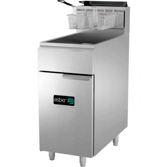 Asber AEF-4050-S-E 16" Floor Model Gas Fryer, 40/50 lb. Capacity, 3 x ...